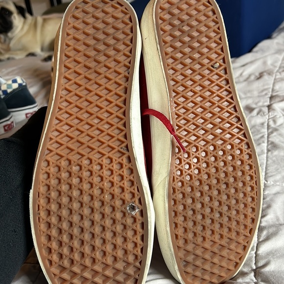 Shoes | Vans 115 Pig Suede Red And White Worn A Couple Times Tread Bad ...